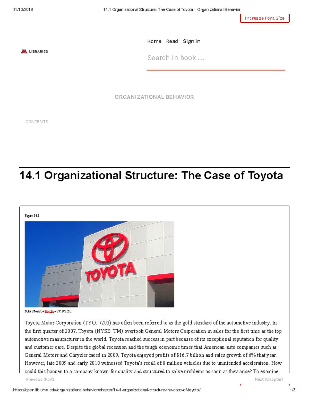 14.1 Organizational Structure The Case of Toyota – Organizational ...
