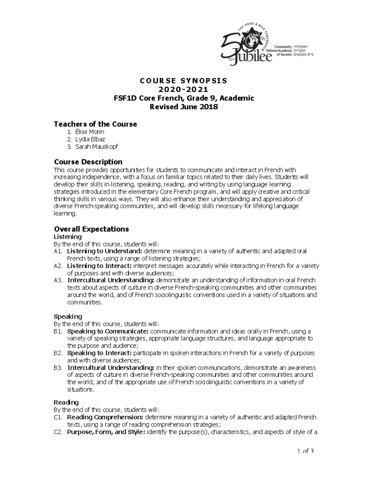 Course Synopsis - FSF1D 2020 - 1 of 3 C O U R S E S Y N O P S I S 2 0 2 ...