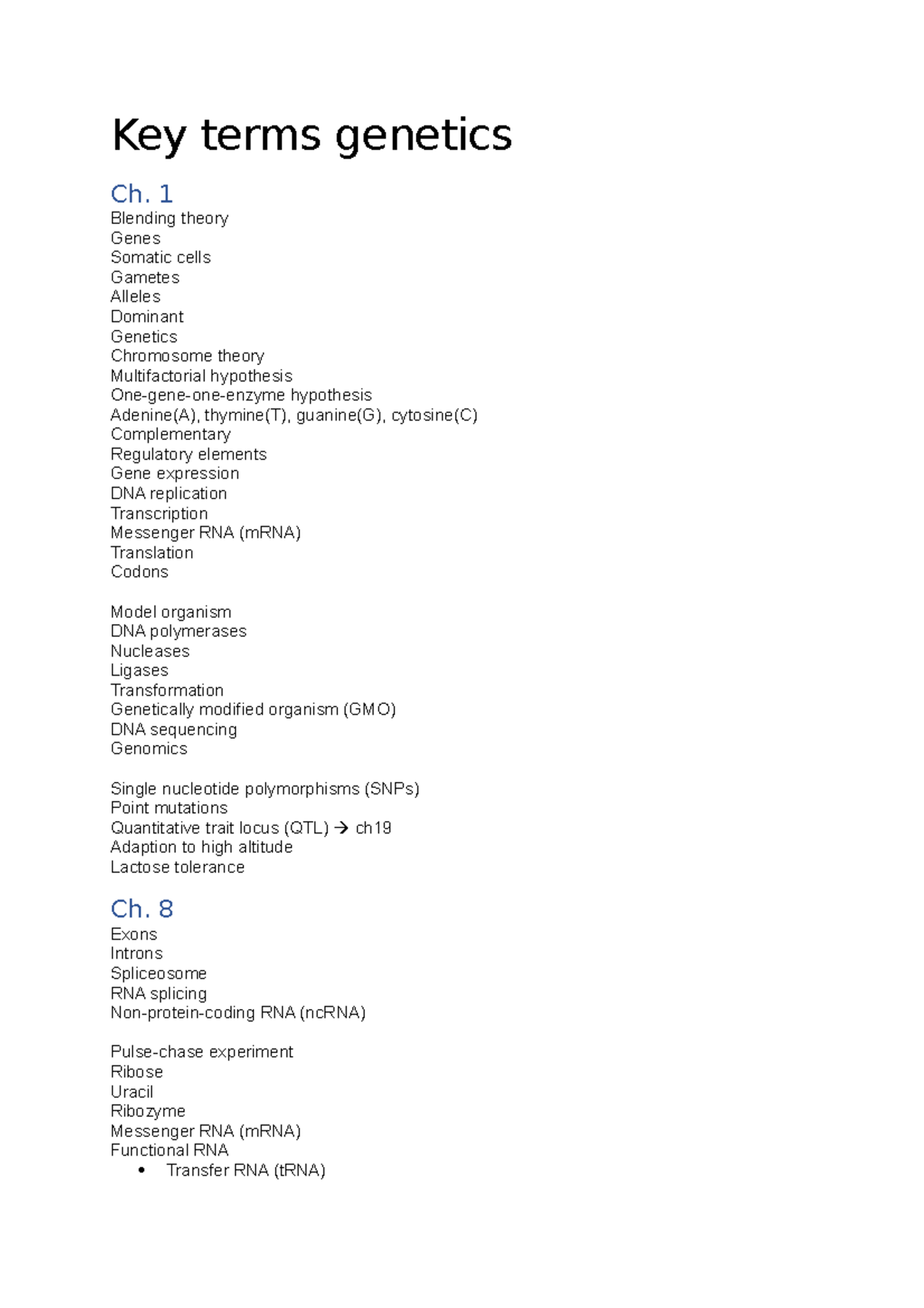 Key terms genetics - 1 Blending theory Genes Somatic cells Gametes ...