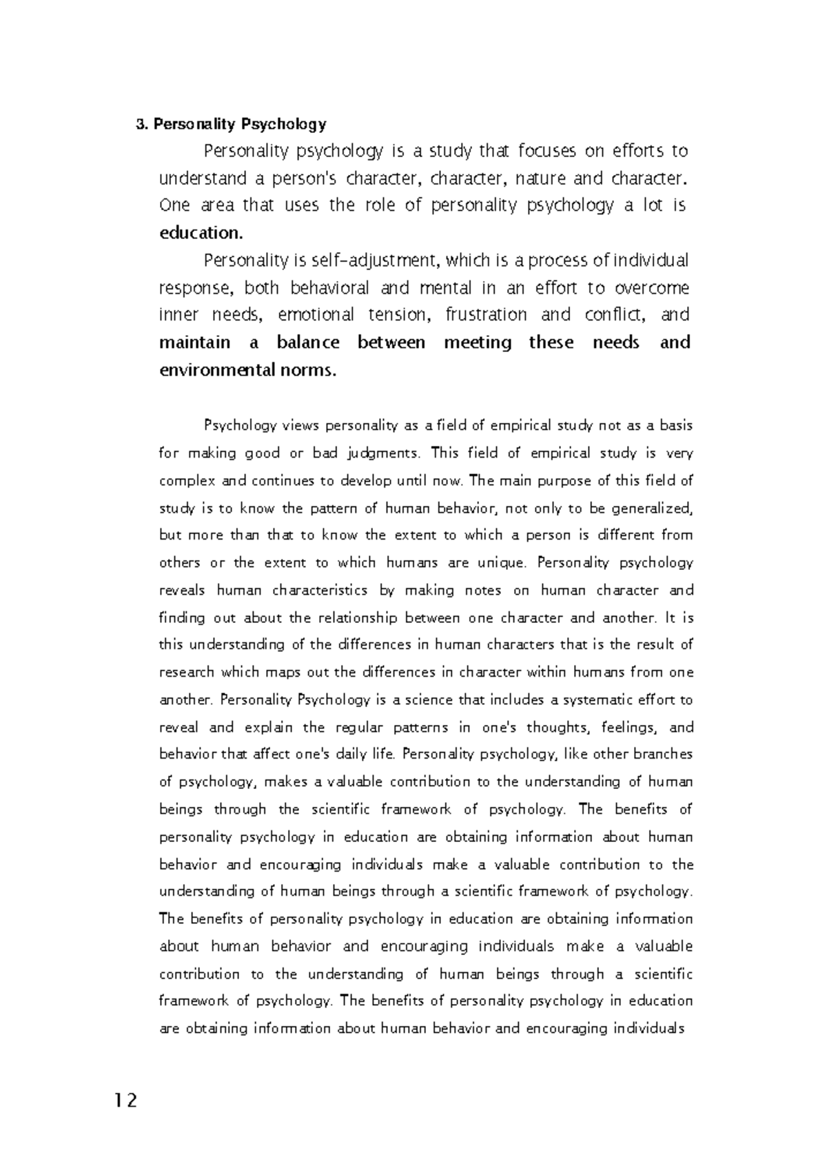 Pshycology-11 - Learning - 12 3. Personality Psychology Personality ...