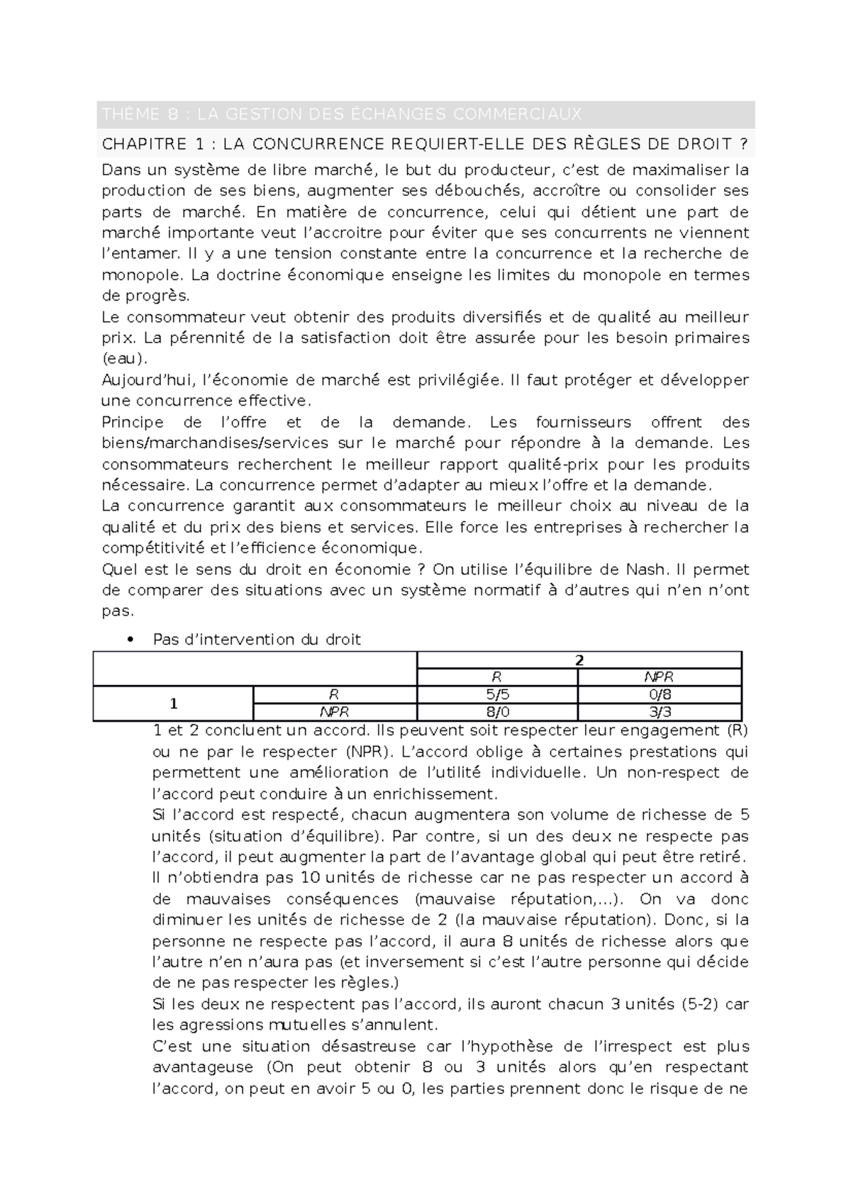 Thème-8 - Résumer par chapitre - THÈME 8 : LA GESTION DES ÉCHANGES ...