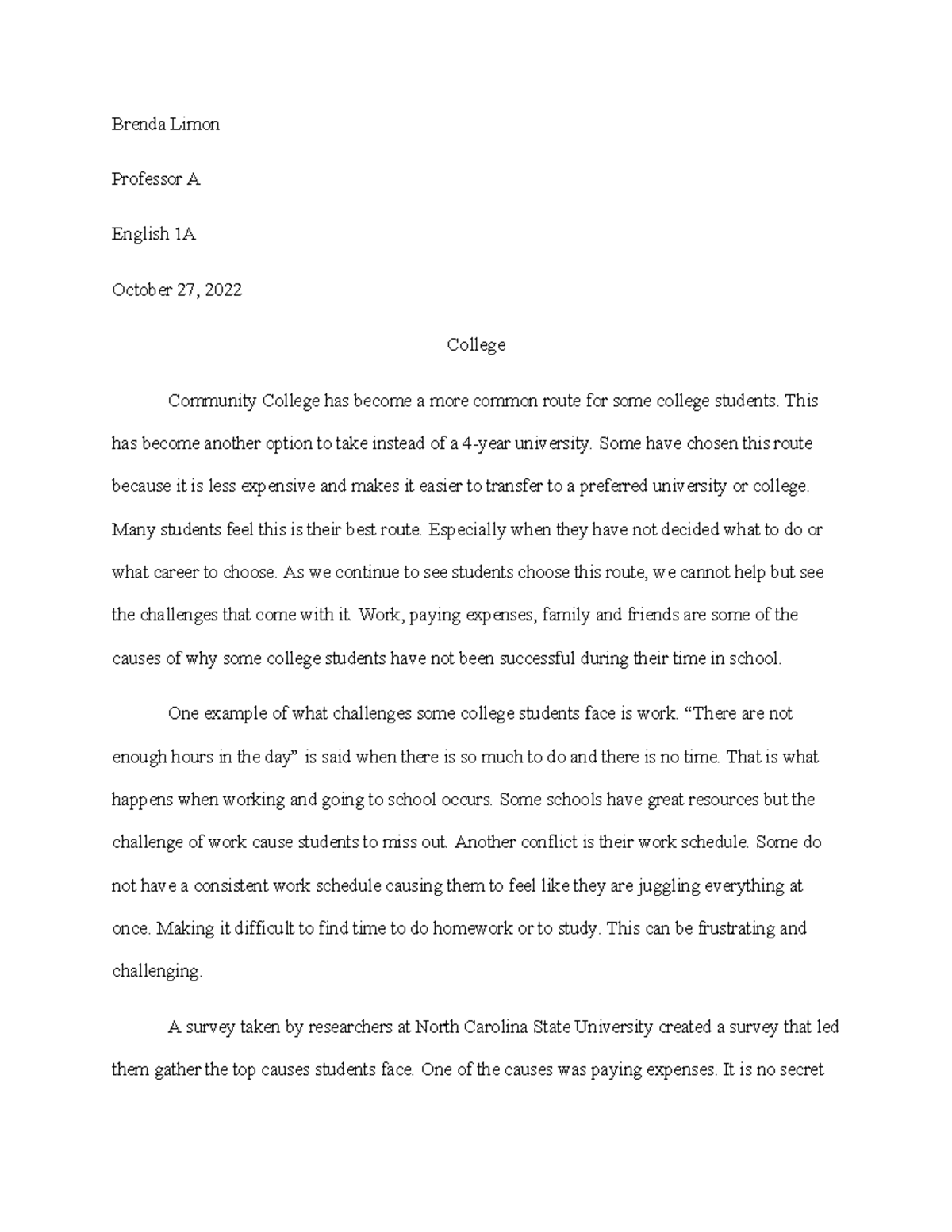 Draft 3 - Summary Academic Support for English 1A - Brenda Limon ...