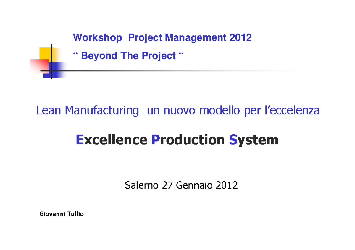 Excellence Production System in Lean approach - - Studocu