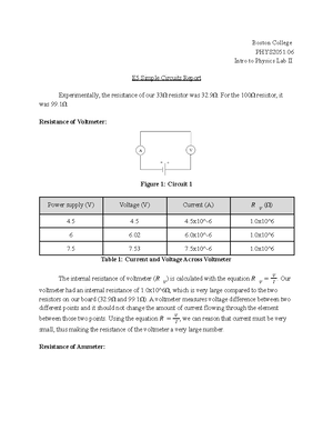 Experiment E1 Lab Report - Part I: Charging By Conduction A. Data 1. Table 1: a) b) Table 1 ...