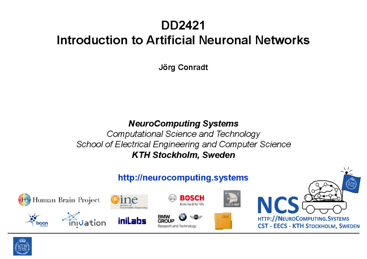 9 Artificial Neural Networks[done] - DD Introduction to Artificial Neuronal Networks ...