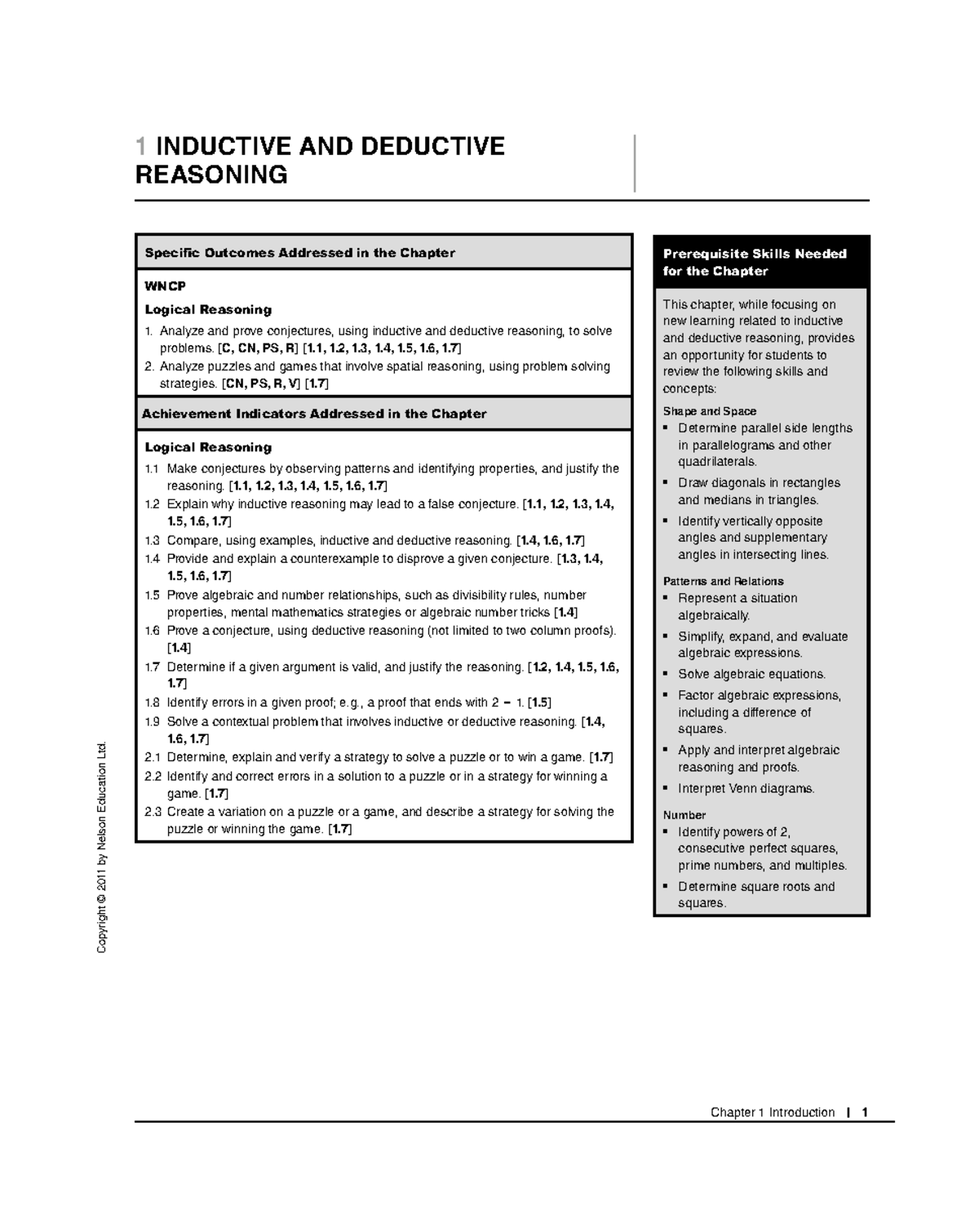 Chapter 1 Inductive and Deductive Reasoning - Nelson Education ...