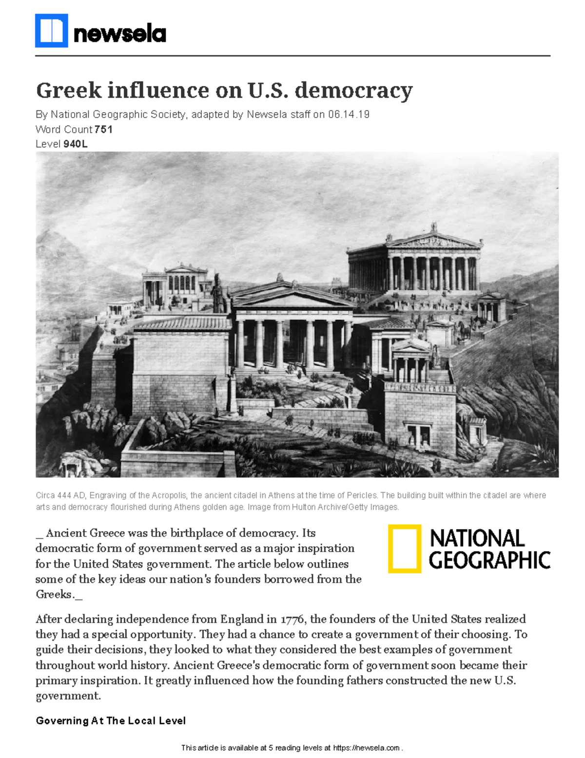 Greek Influence on US - This article is available at 5 reading levels ...