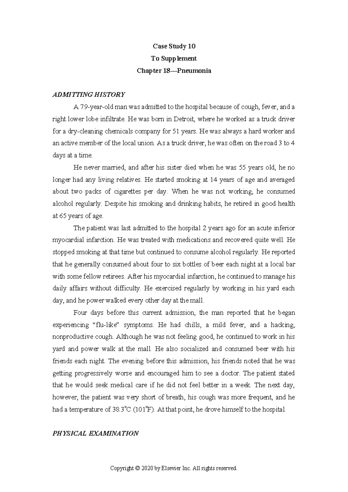Chapter 018 CS1 Pneumonia - Case Study 10 To Supplement Chapter 18 ...