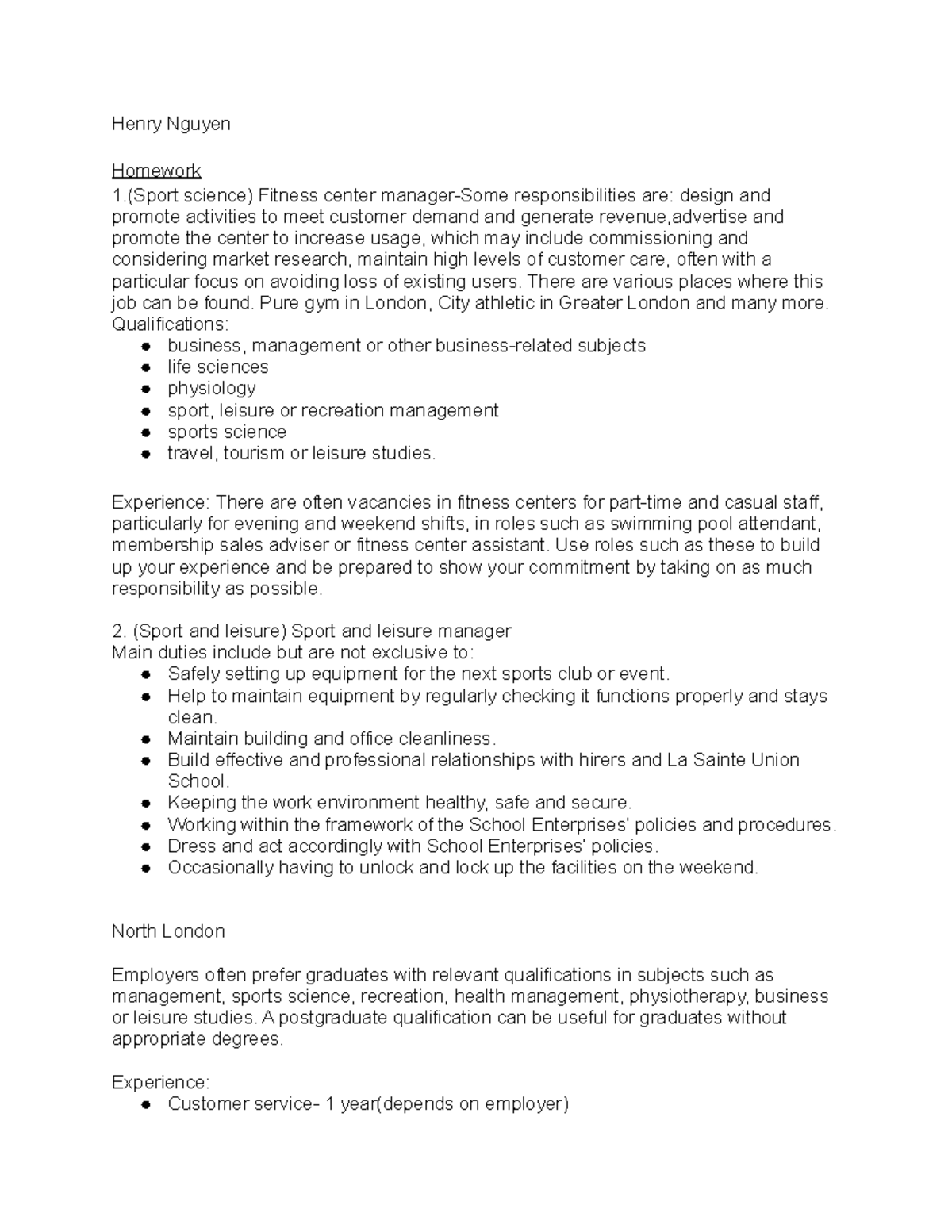 PE Homework - Revision work - Henry Nguyen Homework 1.(Sport science ...