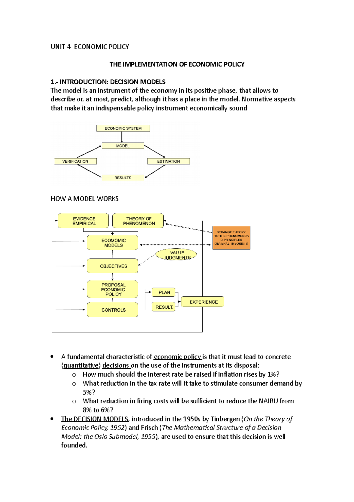 UNIT 4 - THE IMPLEMENTATION OF ECONOMIC POLICY - UNIT 4- ECONOMIC ...