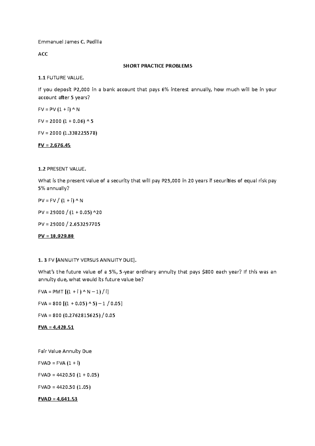 Finman Money Value Practice - Emmanuel James C. Padilla ACC SHORT ...