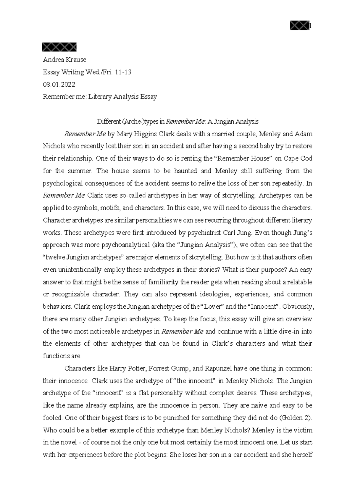Remember House a Jungian Analysis - Andrea Krause Essay Writing Wed ...