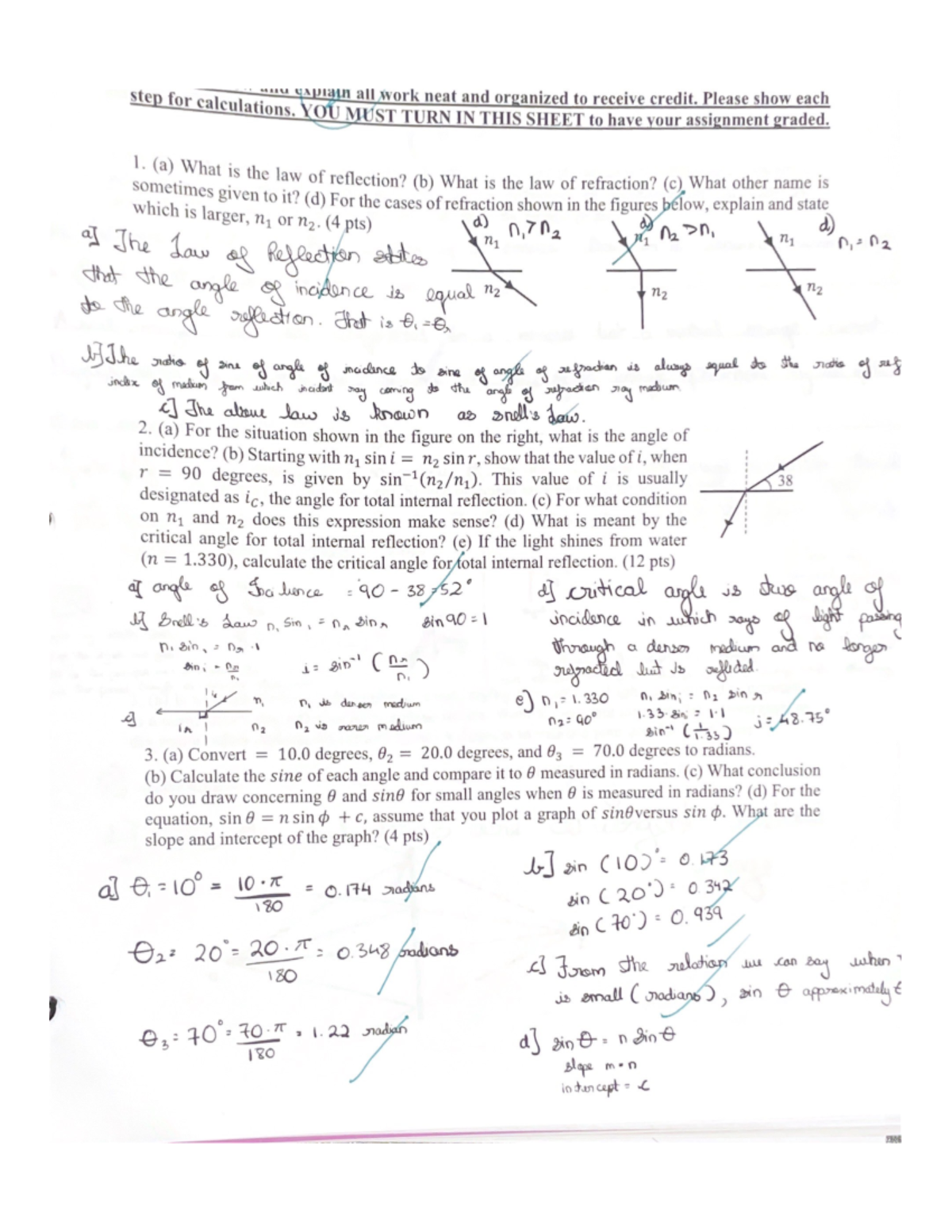 Step for calculations. YOU MUST TURN IN THIS Sheet to have vour ...