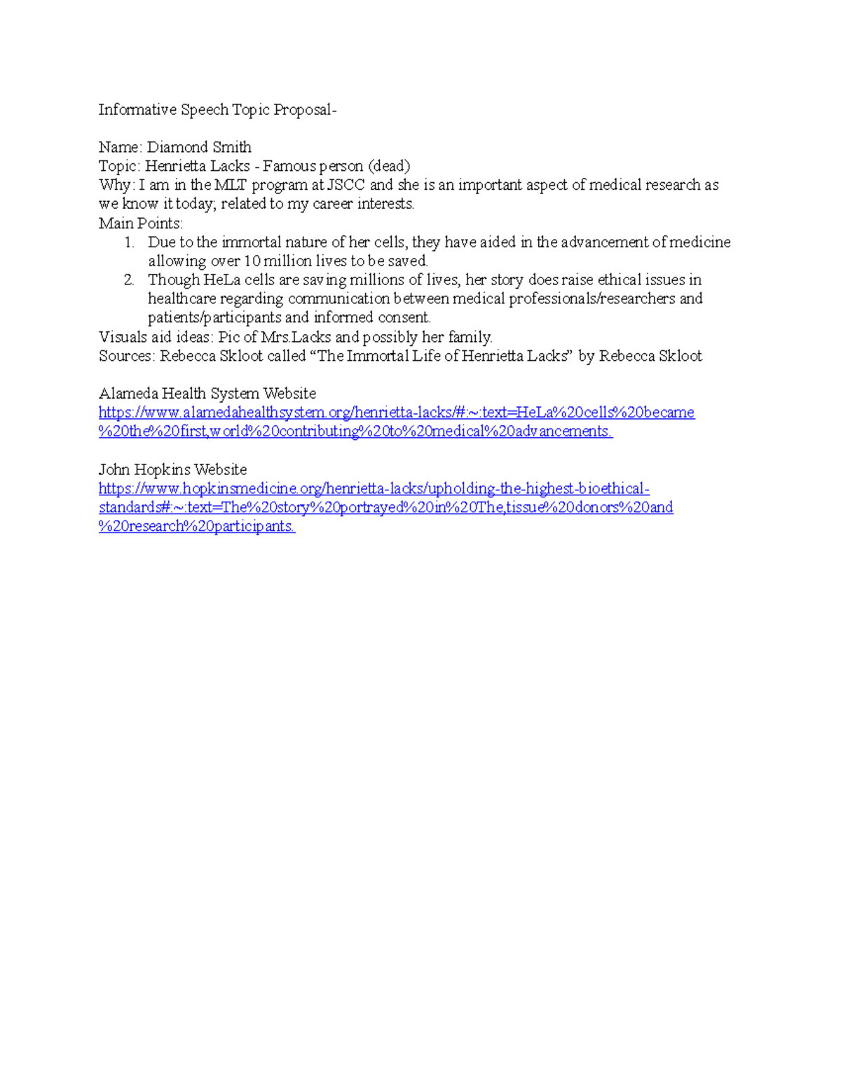 Informative speech topic proposal - Informative Speech Topic Proposal ...