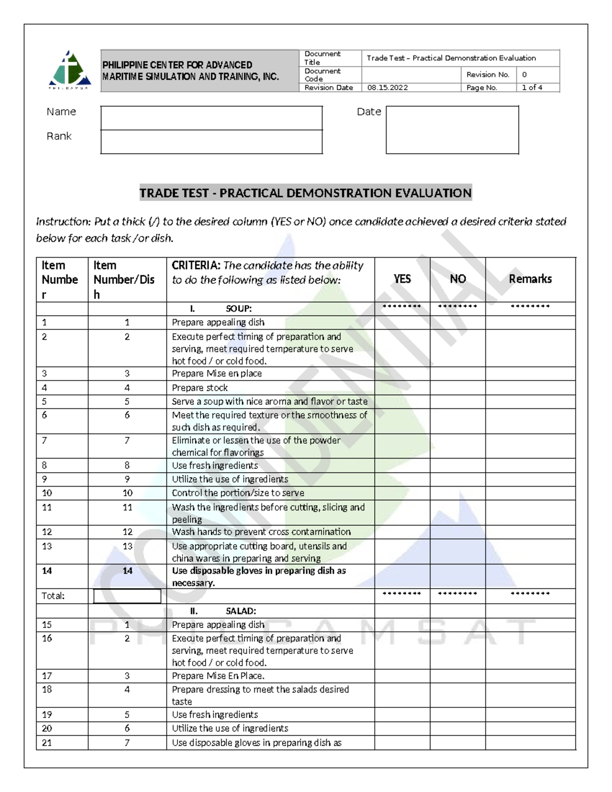 FORM6 Trade TEST Practical Demonstration Evaluation R2022 - PHILIPPINE ...