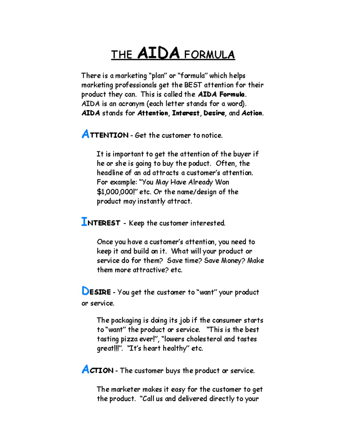 Step 3-create plan for the box - THE AIDA FORMULA There is a marketing ...