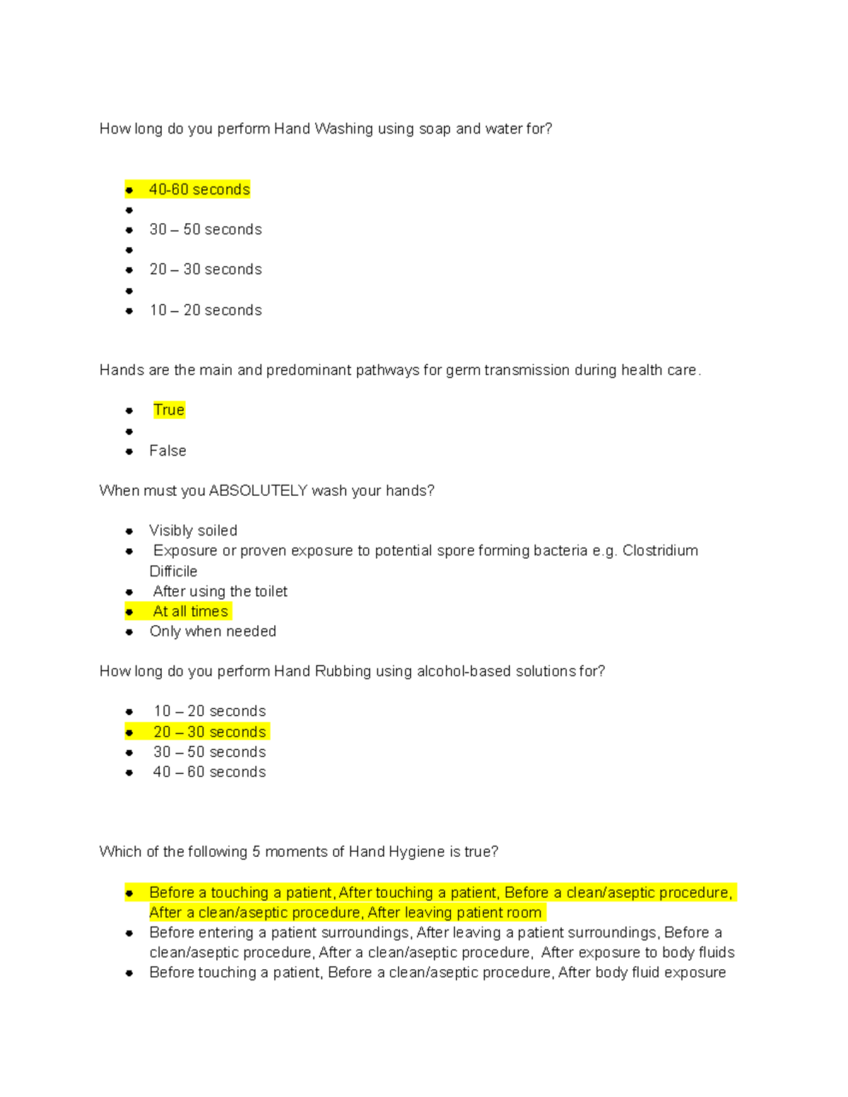 Nursing - Exam prep - How long do you perform Hand Washing using soap ...