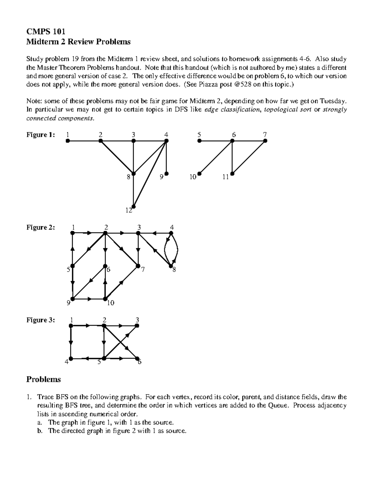 Midterm Review 2 - CMPS 101 Midterm 2 Review Problems Study problem 19 ...