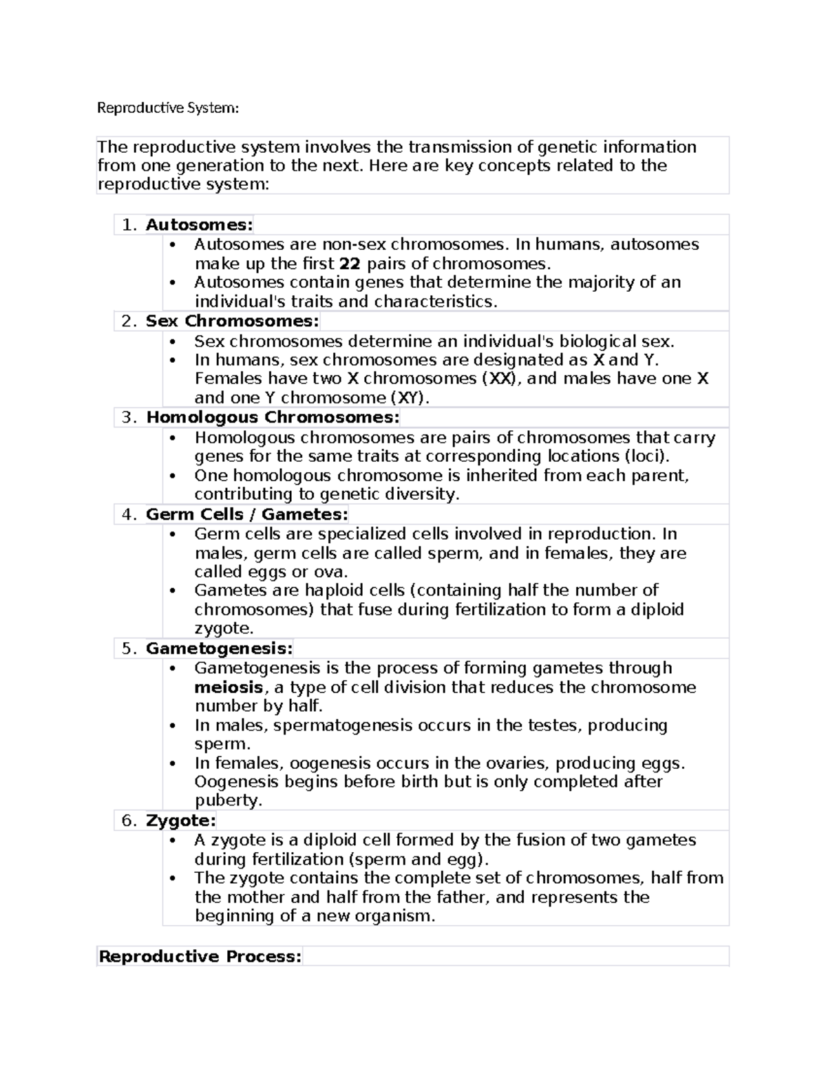 Reproduction - Exam review and study notes - Reproductive System: The ...