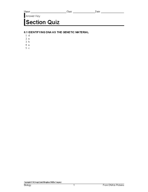 Biology Chapter 10 Test + Answer Key - Biology Chapter 10: Principles ...