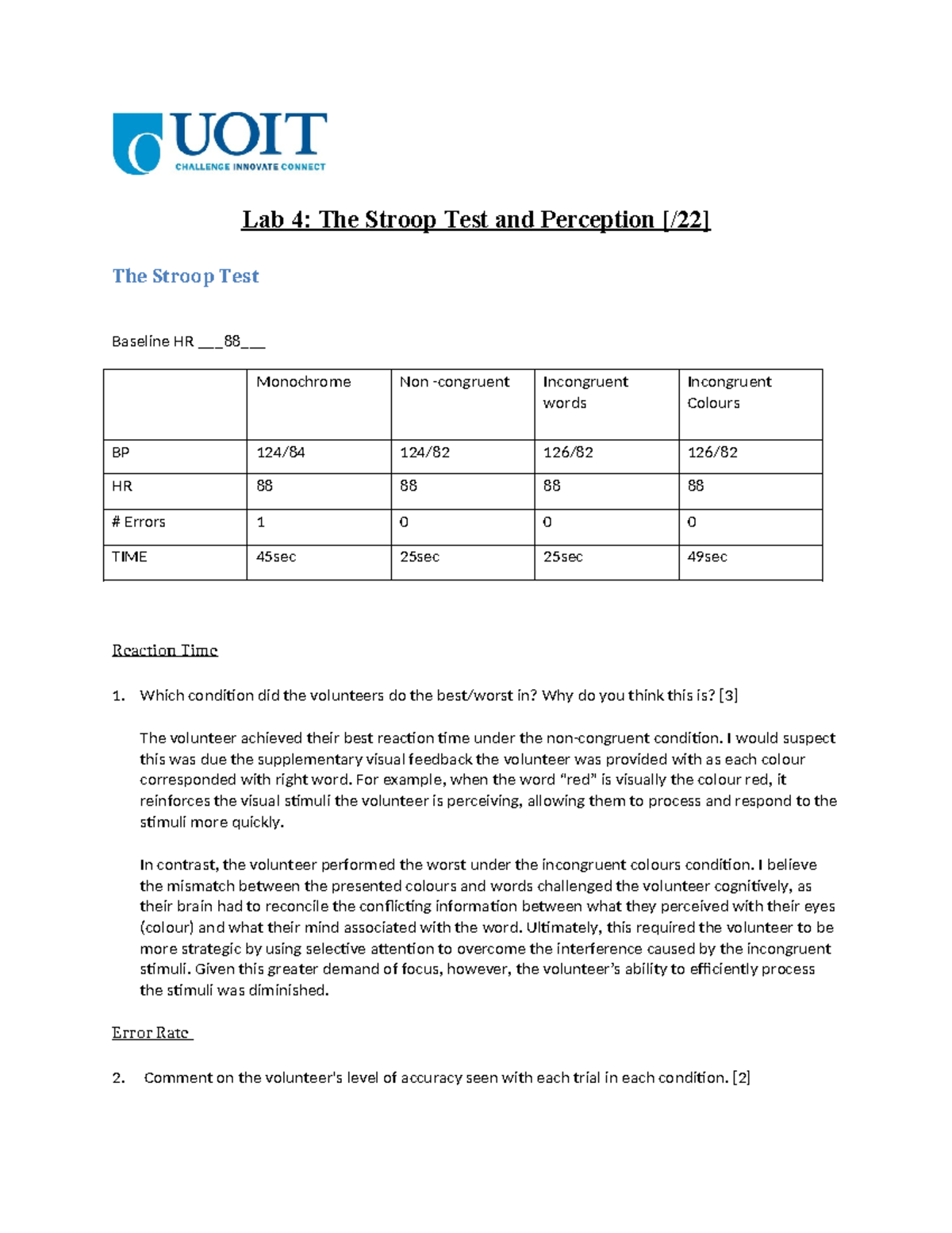 Lab 5 - Stroop Test and Perception-1 - Lab 4: The Stroop Test and ...