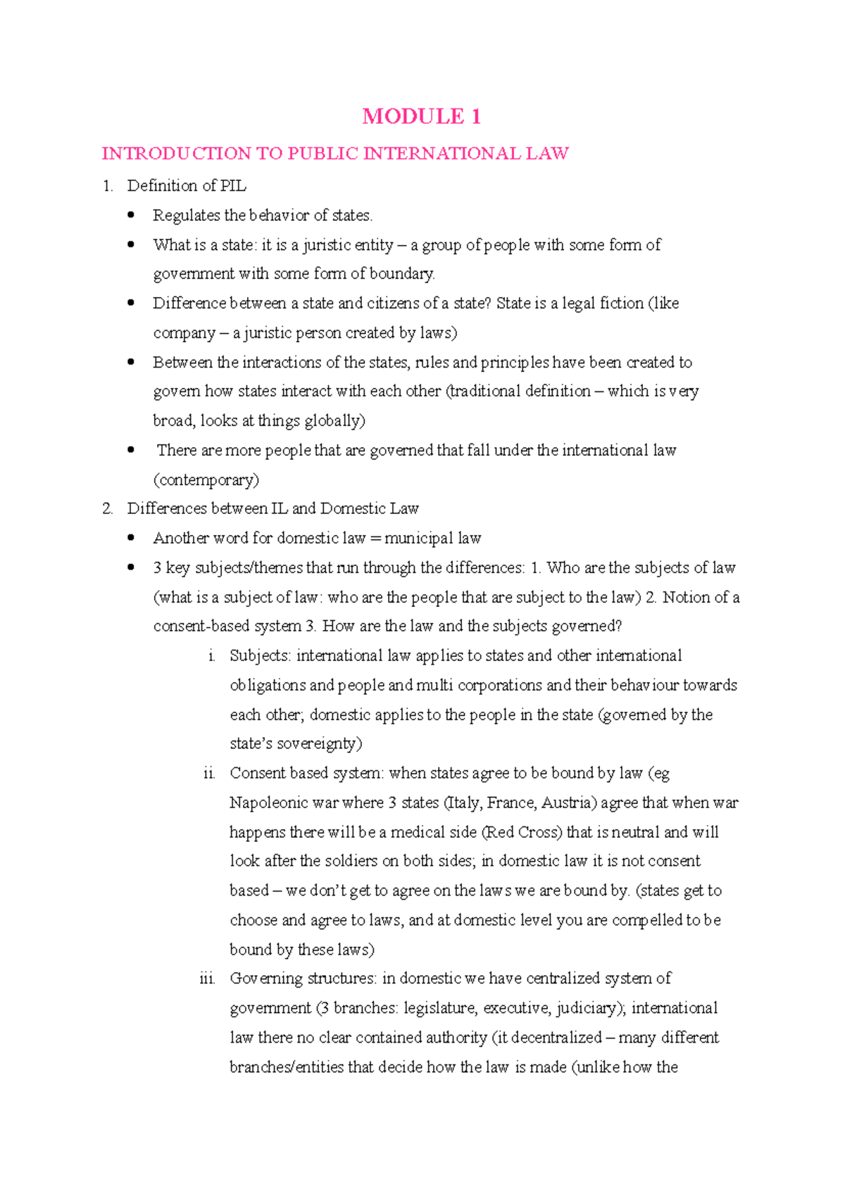Lecture 1 ( Module 1) - MODULE 1 INTRODUCTION TO PUBLIC INTERNATIONAL ...