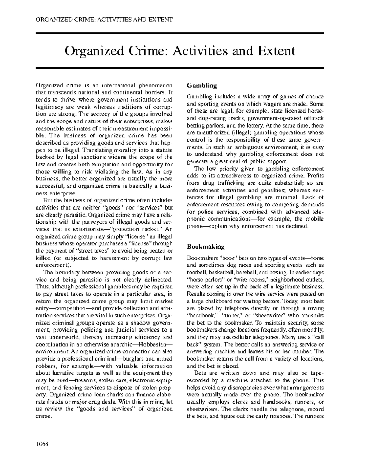 Encyclopedia of Criminology 1 topic - ORGANIZED CRIME: ACTIVITIES AND ...