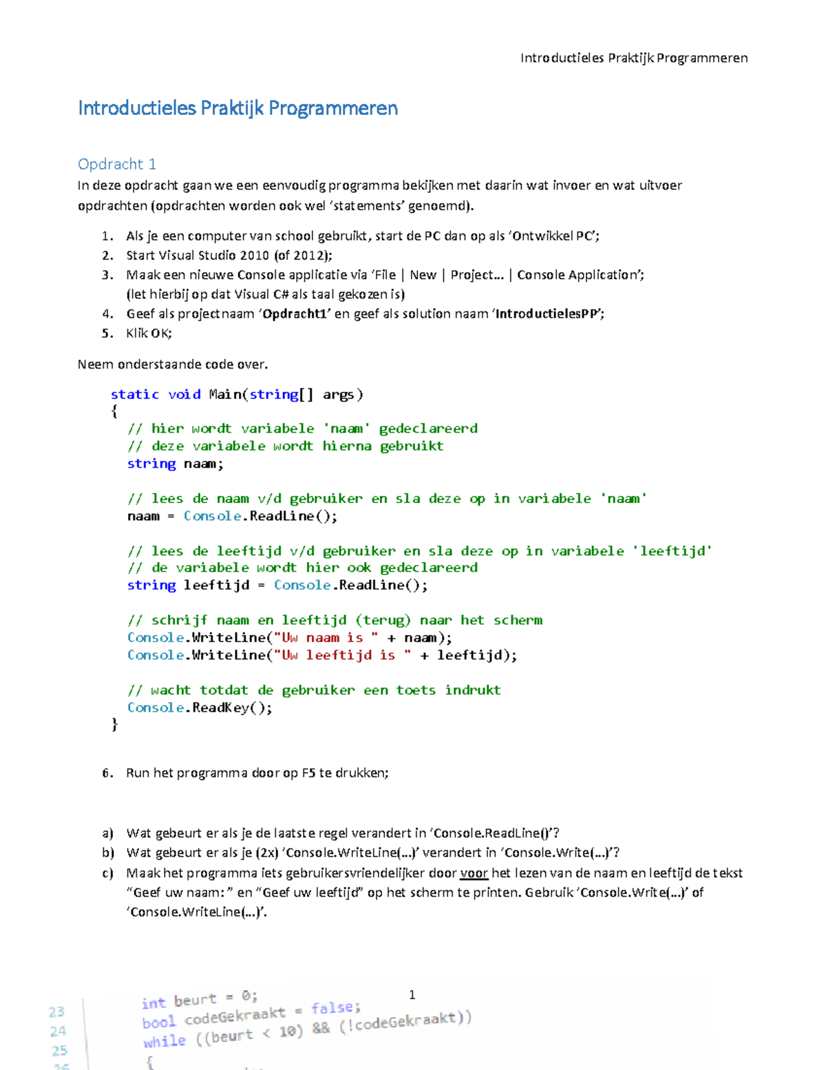 Introductieles Praktijk programmeren - Introductieles Praktijk ...