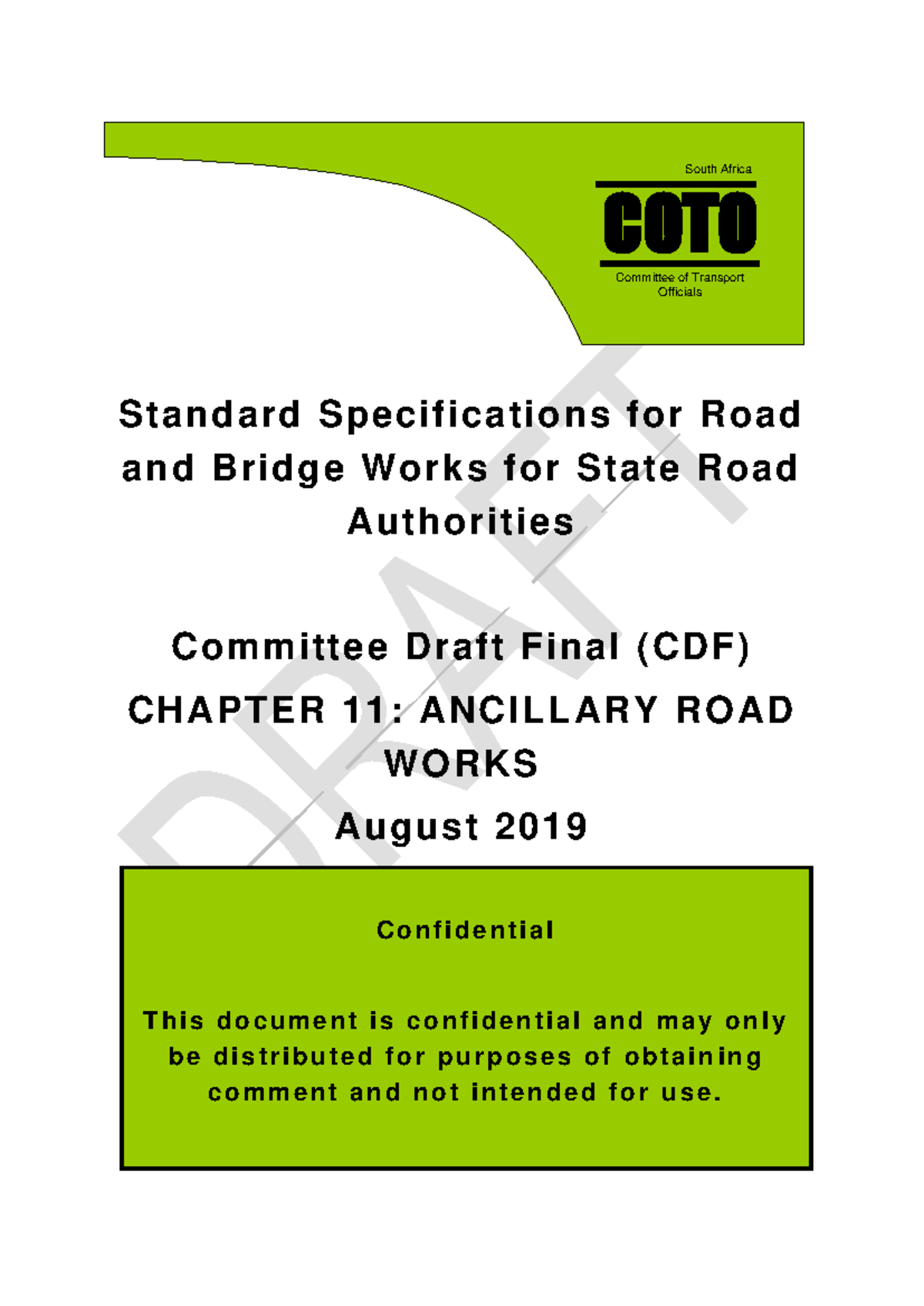 Chapter 11 Ancillary ROAD Works CDF Aug 2019 - Standard Specifications ...