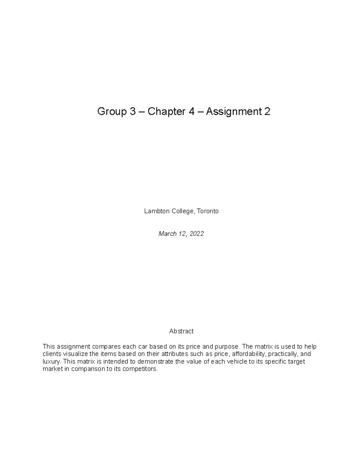 Chapter 4 Assignment revised (1) Updated - Lambton College - Studocu