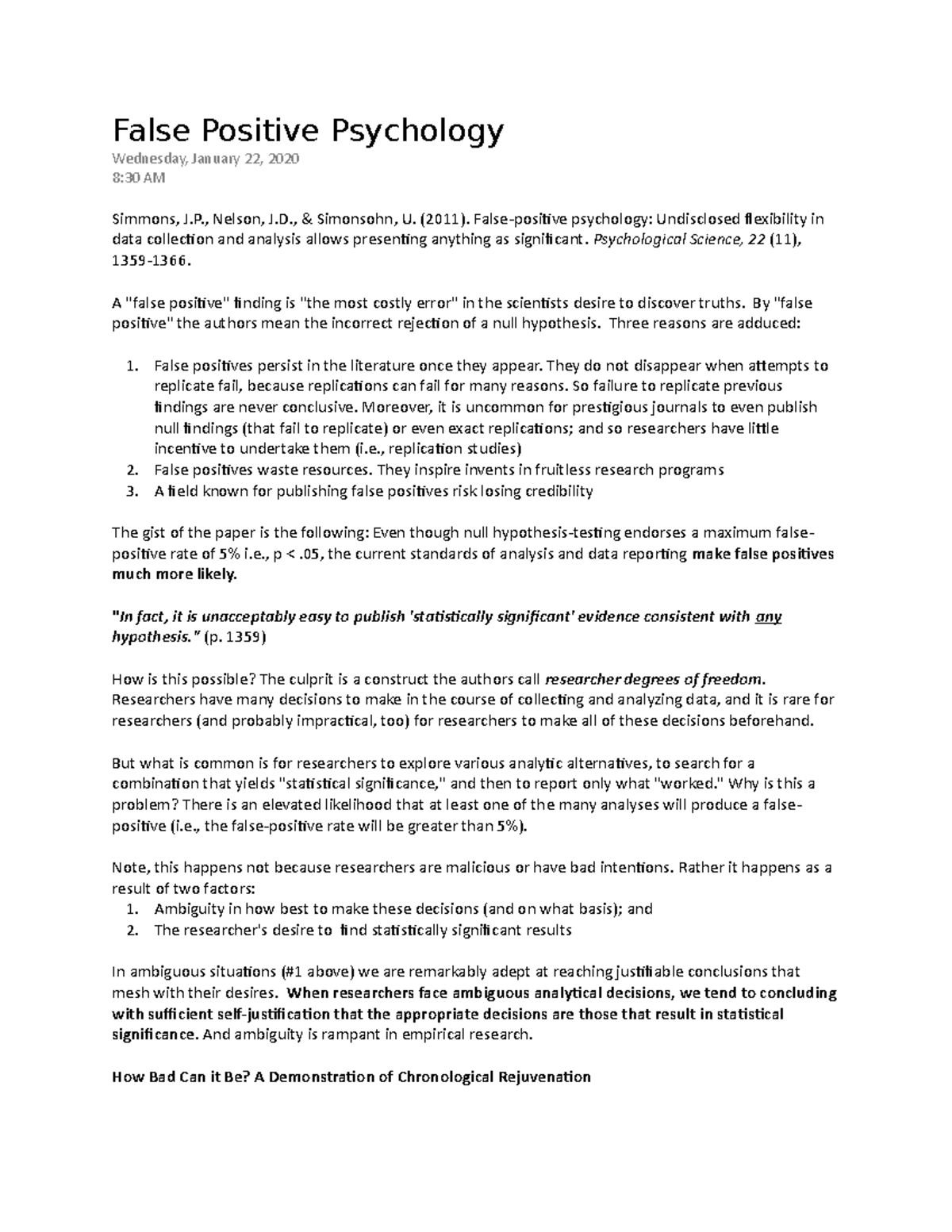 False Positive Psychology - False Positive Psychology Wednesday ...