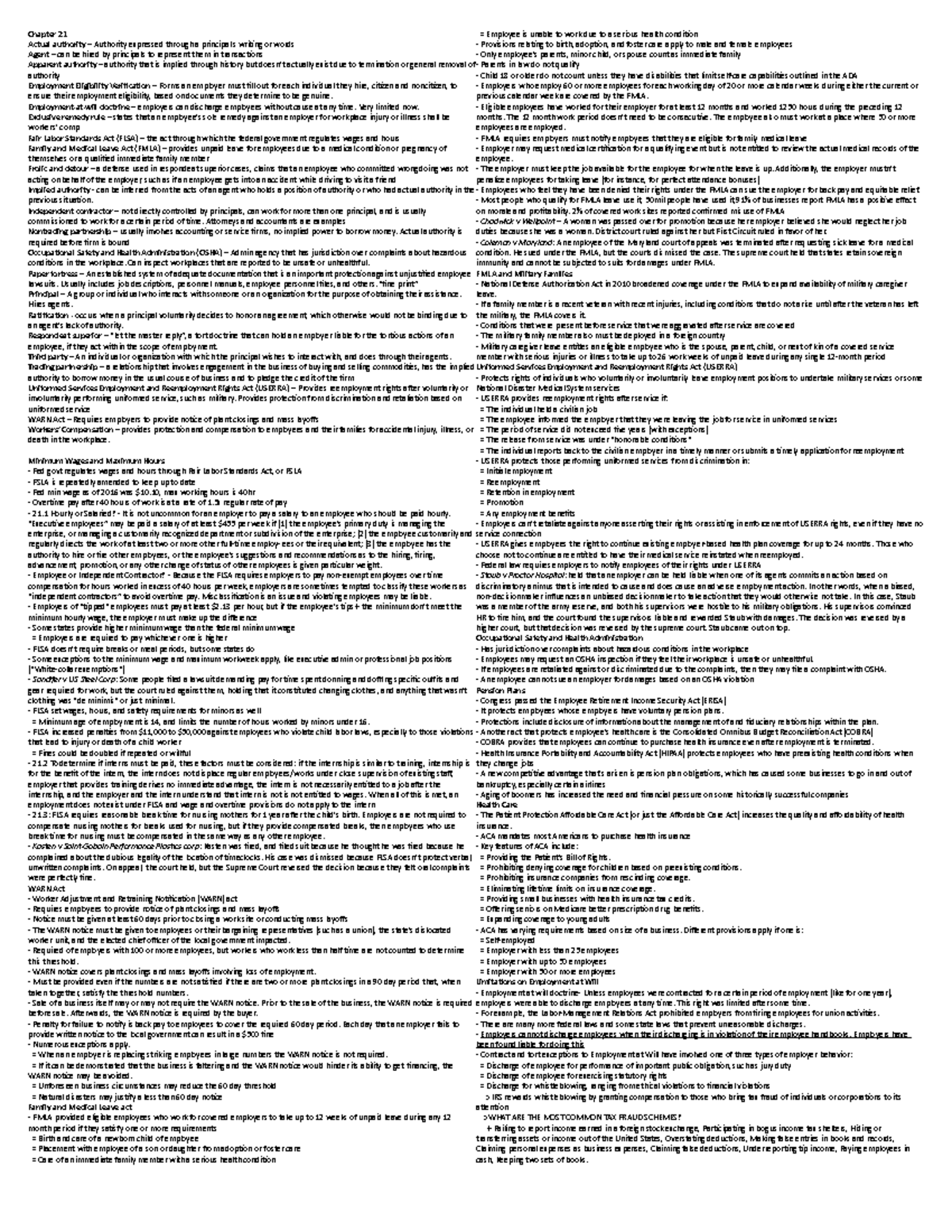 Exam 3 notes - abc - Chapter 21 Actual authority – Authority expressed ...