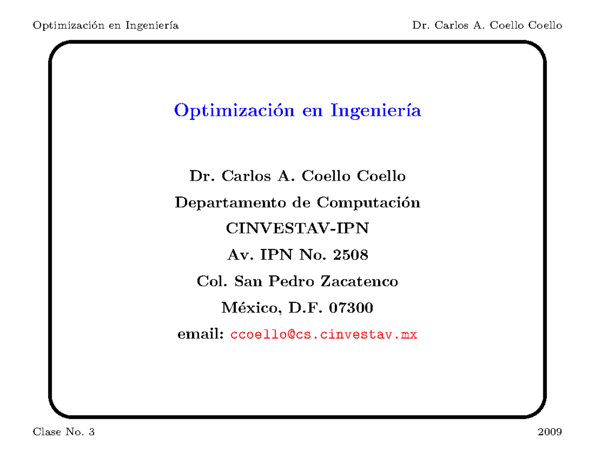 Metdos de Optimizacion de Procesos - Optimizaci ́on en Ingenier ́ıa Dr ...