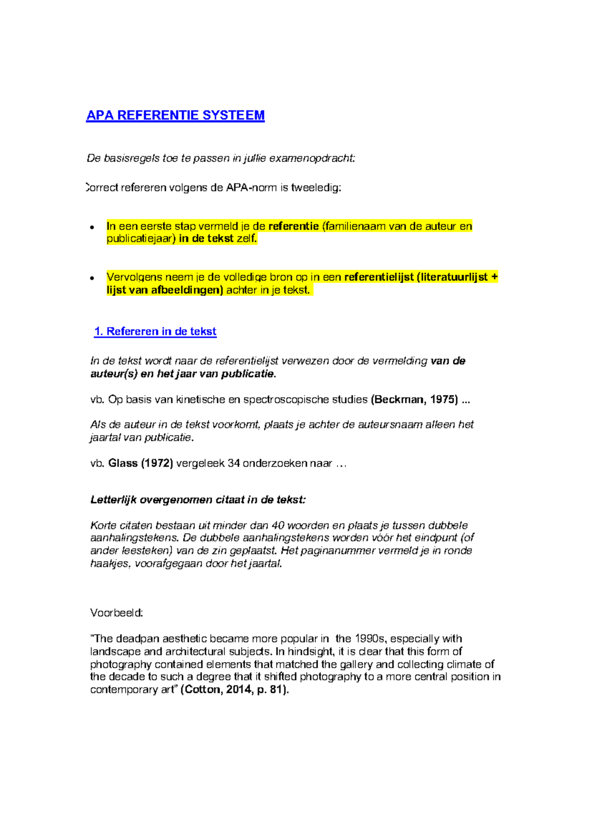 APA systeem - paper app - APA REFERENTIE SYSTEEM De basisregels toe te ...