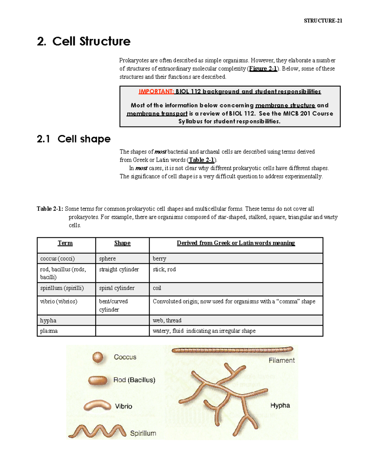 2. Structure - Lecture notes 2 - MICB 201 - UBC - Studocu