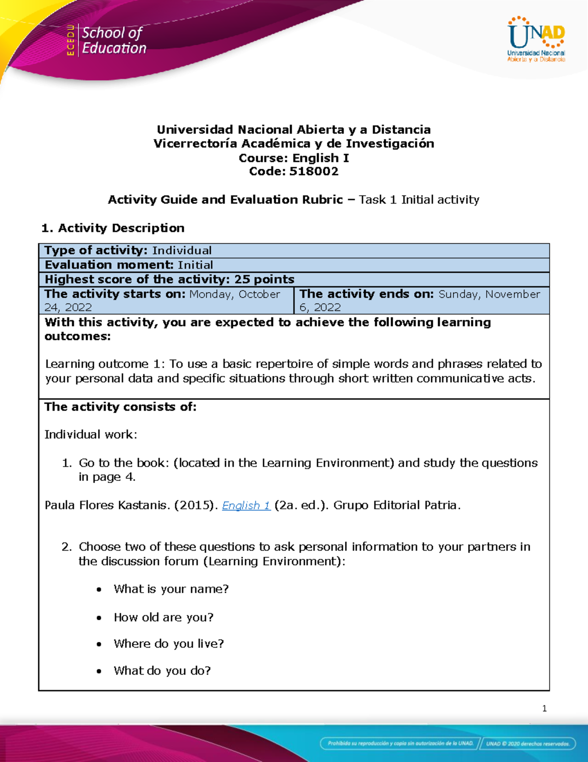 Task 1 Initial activity - Universidad Nacional Abierta y a Distancia ...