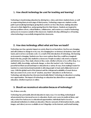 Reflection paper - Future of education - The future of education from ...