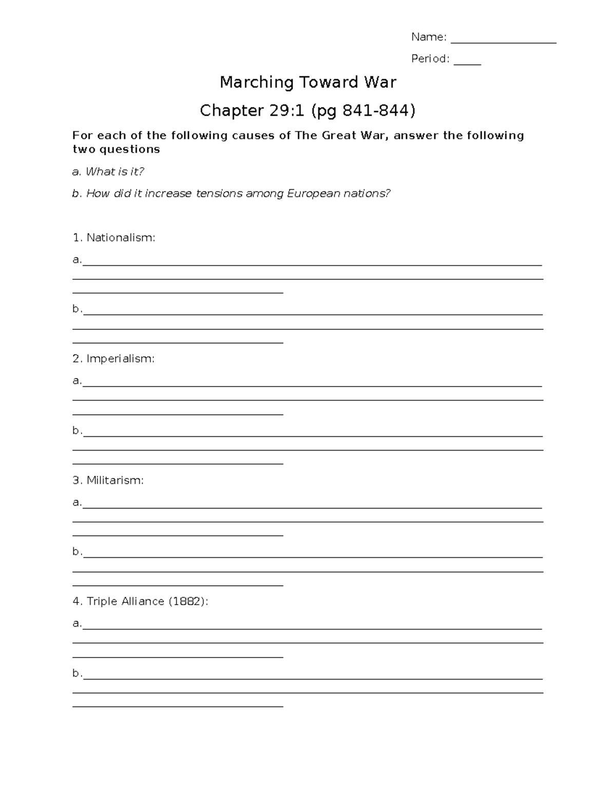 Marching Toward War questions - Marching Toward War Chapter 29:1 (pg ...