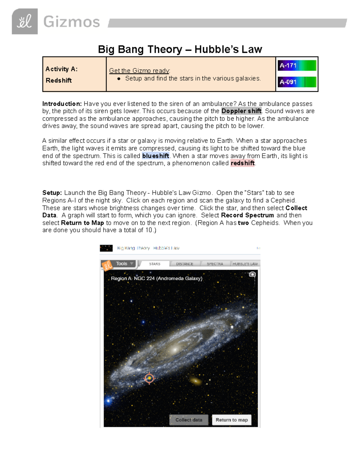 - Gizmo Big Bang Theory - Hubble's Law - Big Bang Theory – Hubble’s Law ...