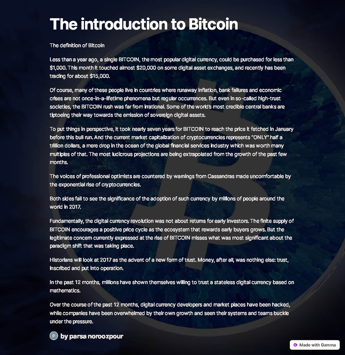 The introduction to Bitcoin - This month it touched almost $20,000 on ...