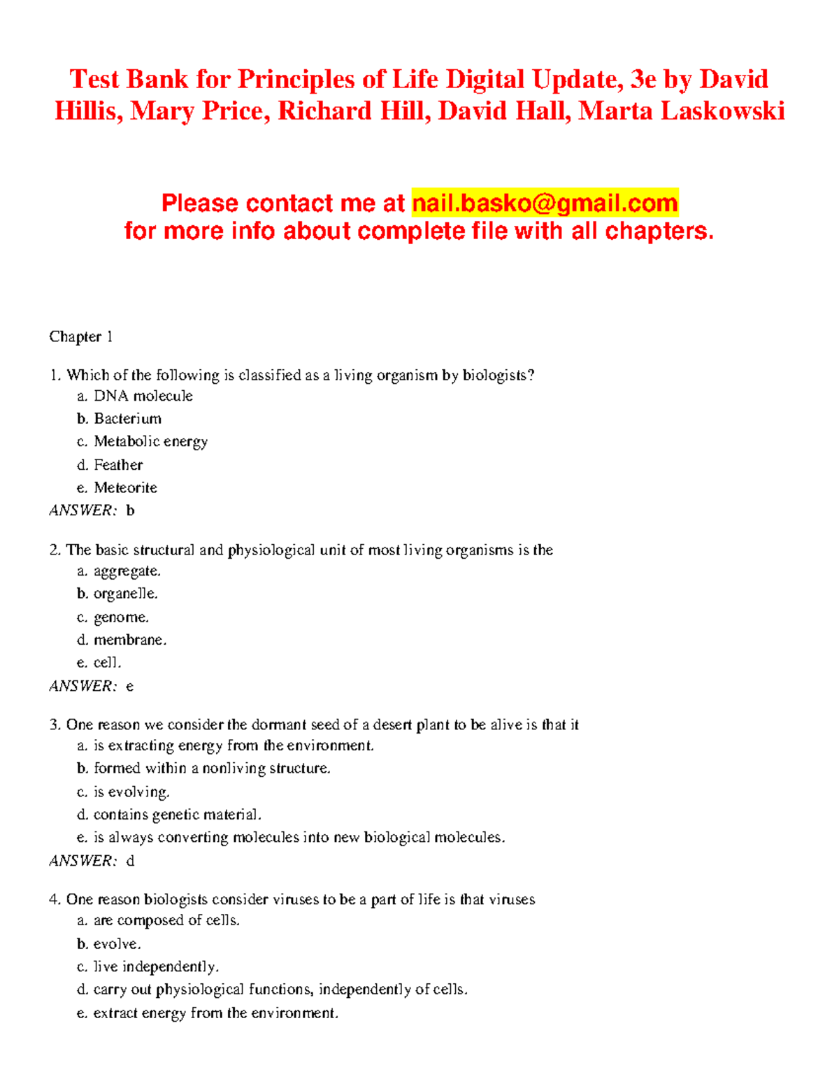 Principles of Life Digital Update, 3e by David Hillis, Mary Price ...