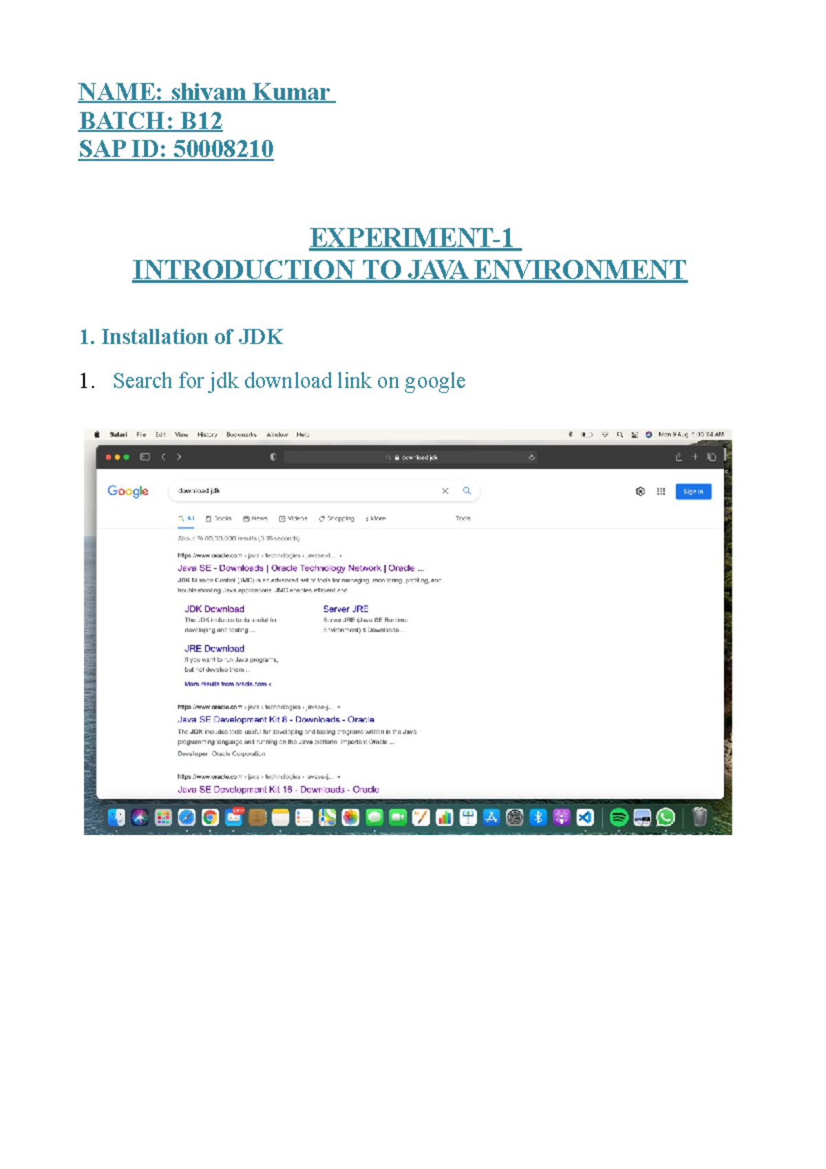Labss - Experiment - NAME: shivam Kumar BATCH: B SAP ID: 50008210 EXPERIMENT- INTRODUCTION TO ...