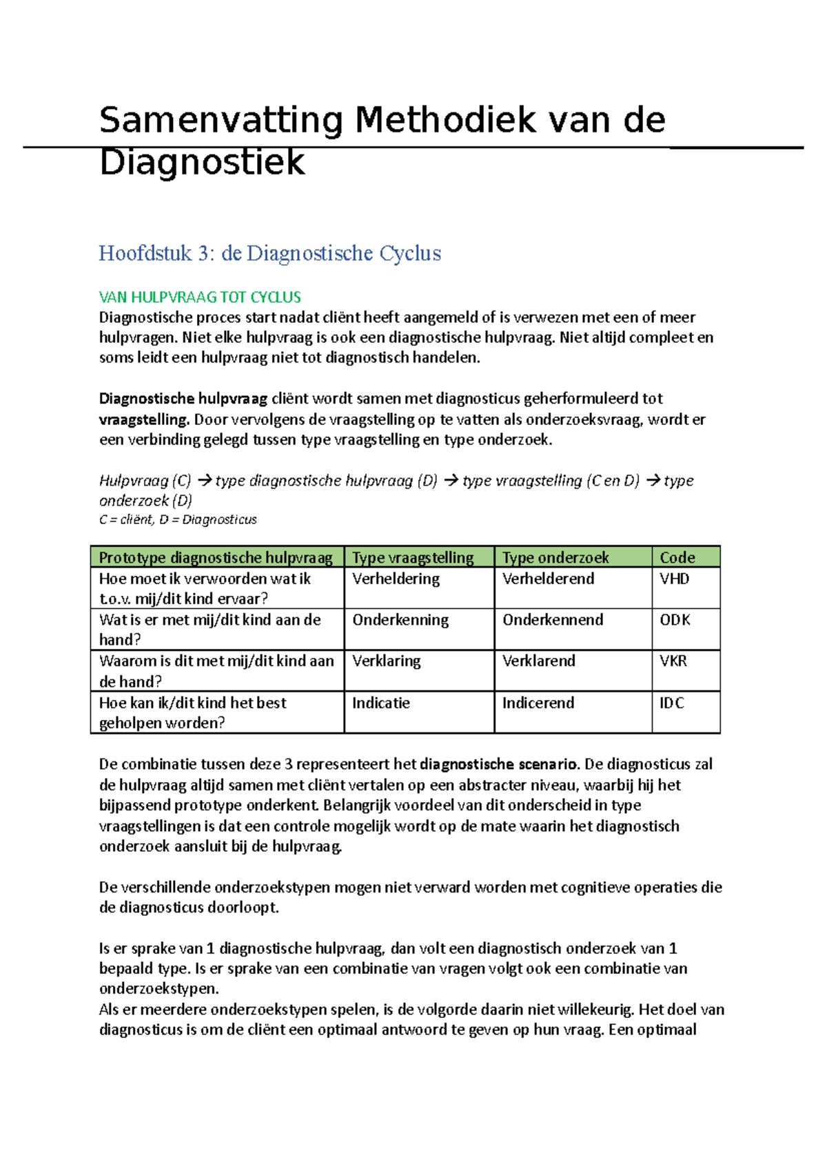 Samenvatting Methodiek van de Diagnostiek - Samenvatting Methodiek van ...