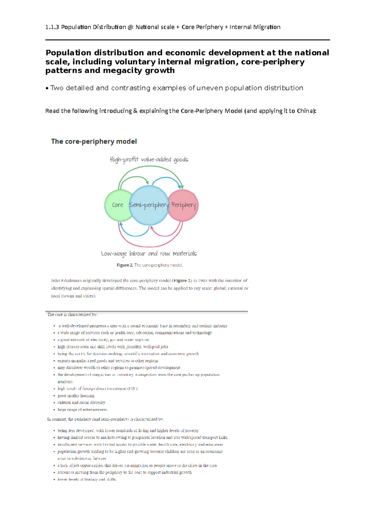Population distribution and economic development at the national scale ...