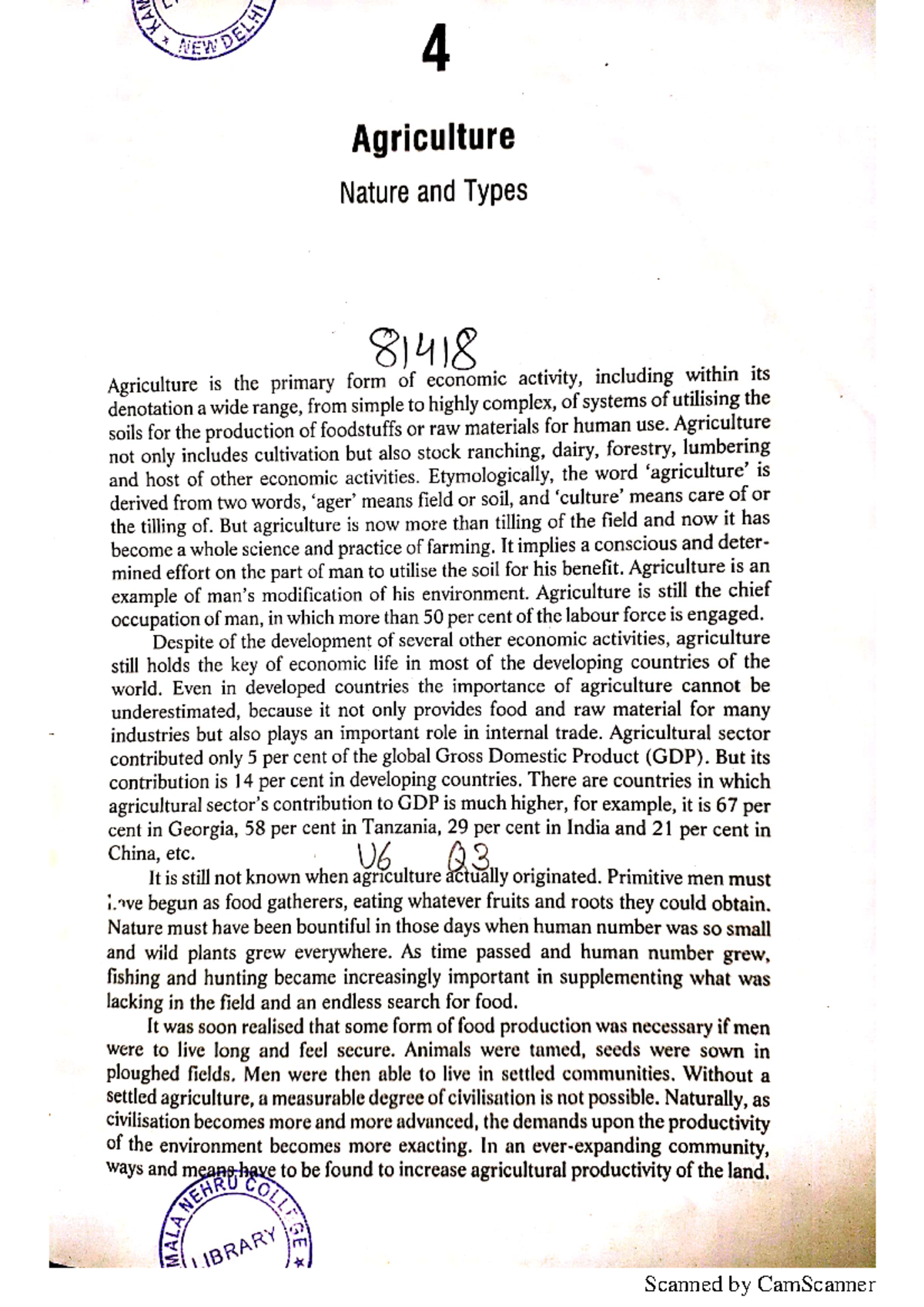 Agriculture - Lecture notes 1 - Geography - Studocu