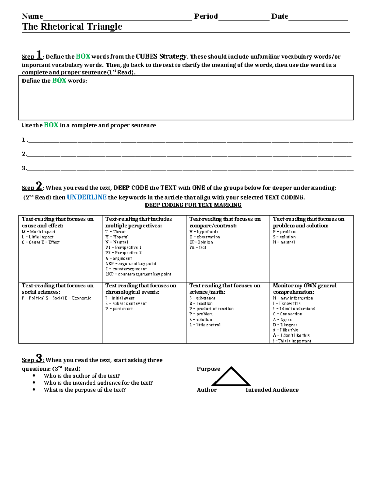 Rhetorical Triangle Write Template 2023 2 - Name ...
