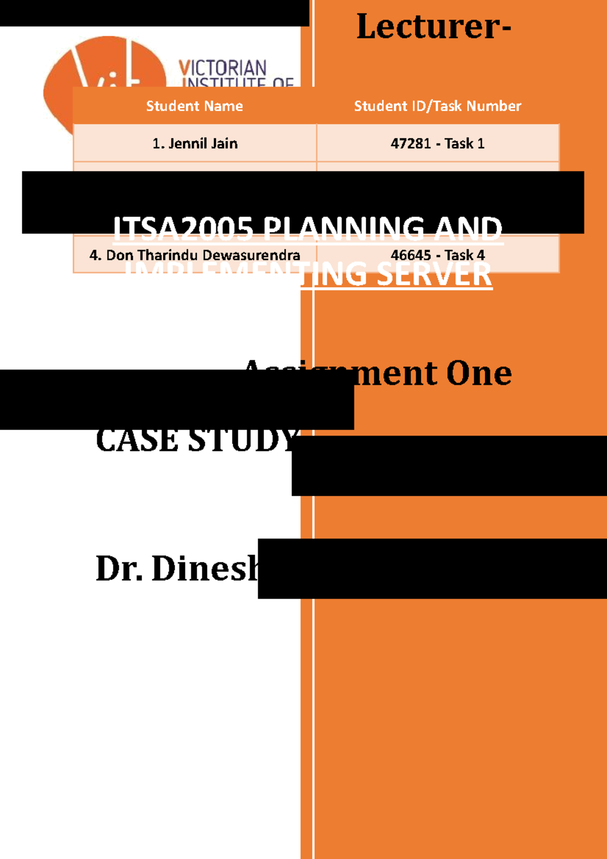ITSA2005 Final AssignmentITSA2005 Final Assignment - Student Name ...