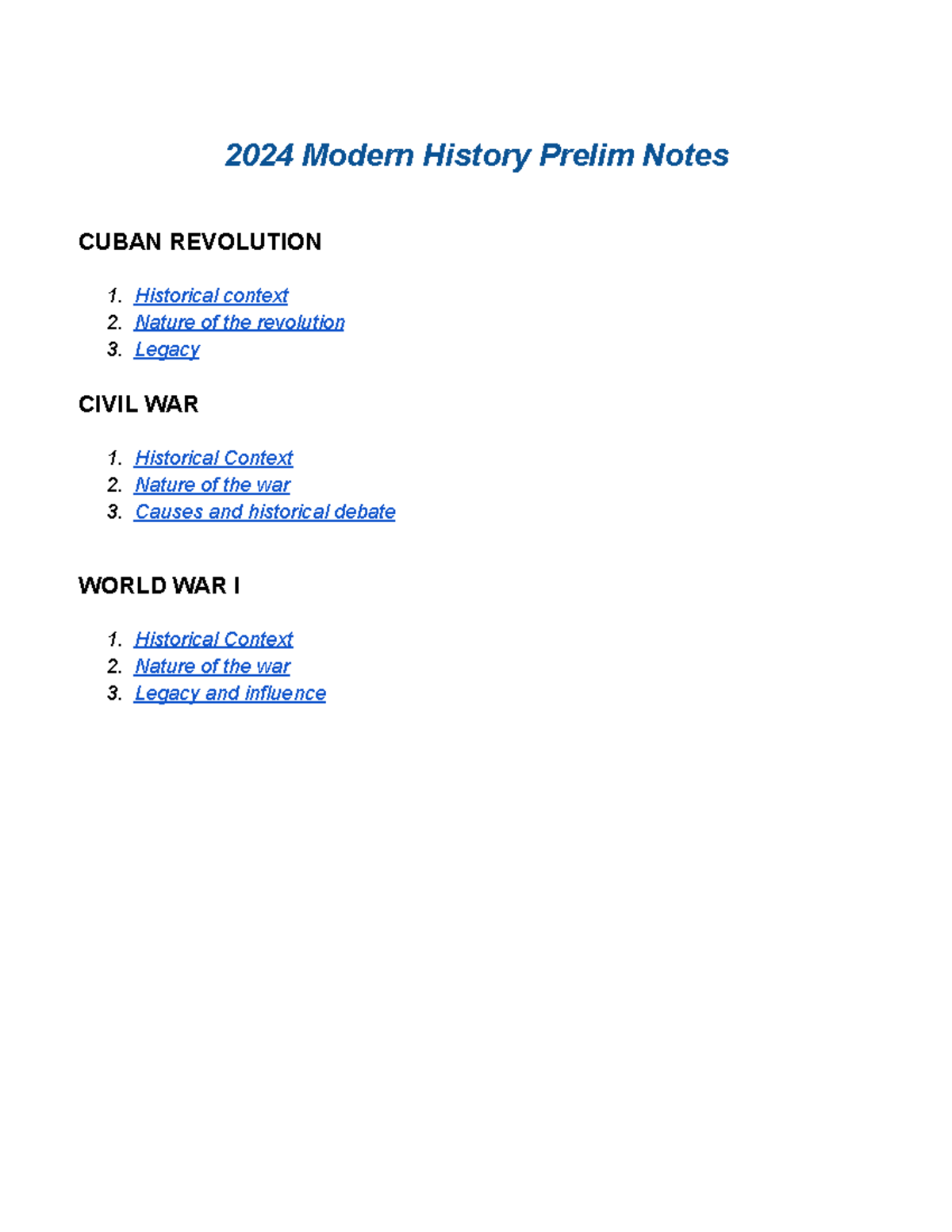 Yr 11 Modern History Syllabus Notes - 2024 Modern History Prelim Notes ...