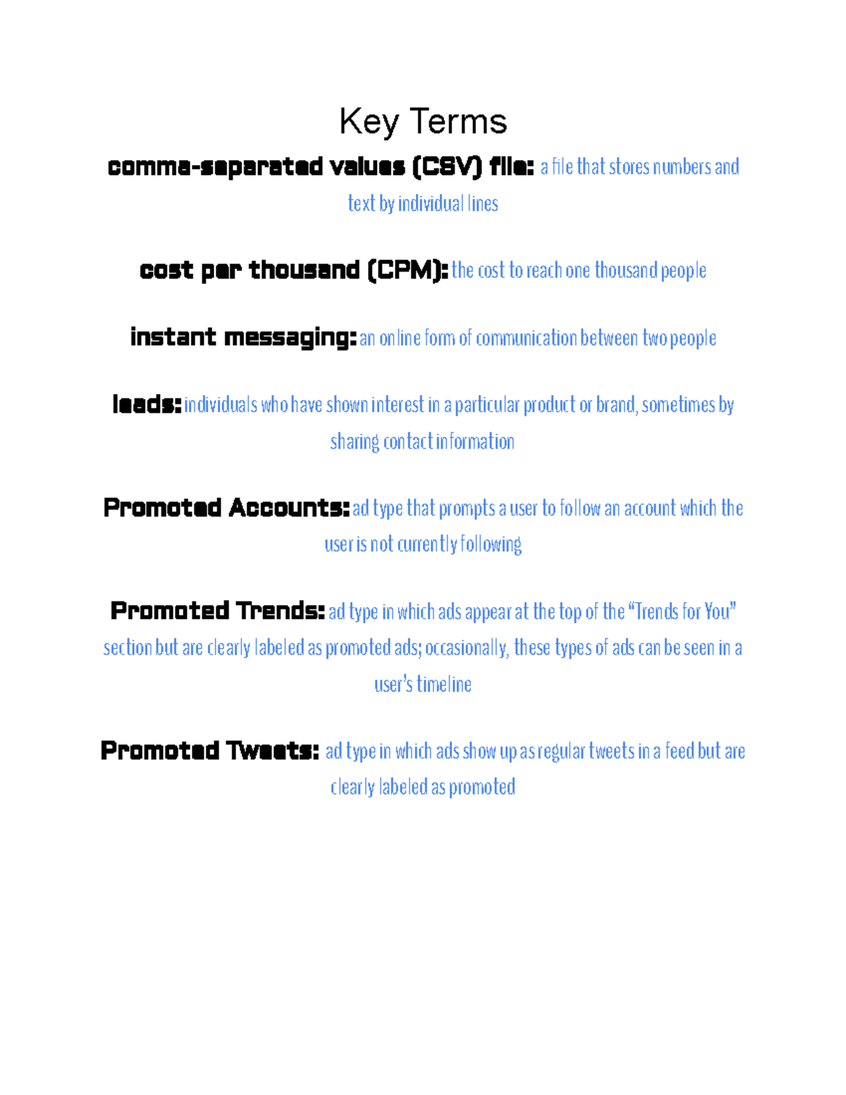 Chapter 6 Vocabulary - Key Terms comma-separated values (CSV) file:a ...