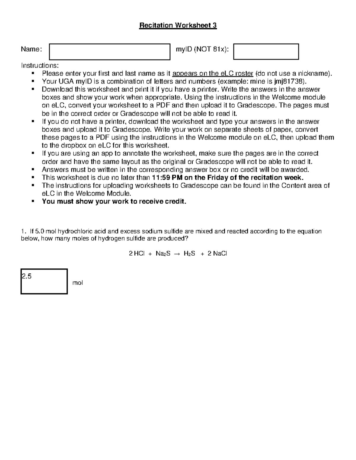 Recitation Worksheet 3 - Studocu